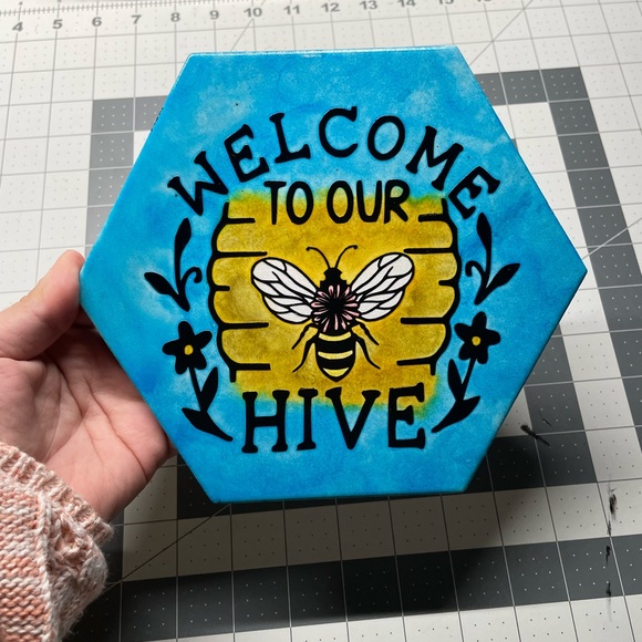 Hand Crafted | Accents | Yellow Beehive Decorative Ceramic Tile Wall ...